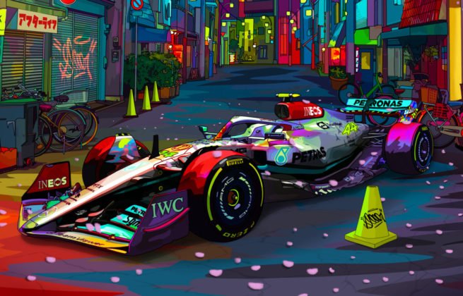 F1: carros Mercedes de Hamilton e Russel viram artes em NFT